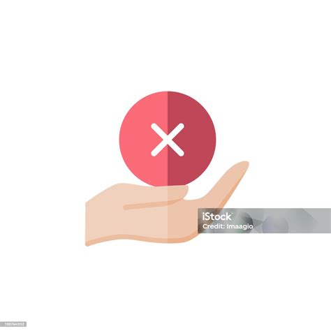 핸드 홀드 크로스 마크 플랫 컬러 아이콘입니다 커머스 벡터 일러스트레이션 고체에 대한 스톡 벡터 아트 및 기타 이미지 고체 만화 모양 Istock