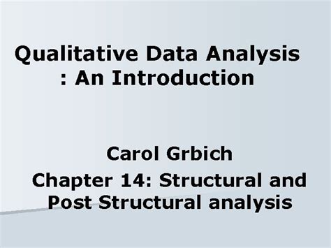 Qualitative Data Analysis An Introduction Carol Grbich Chapter