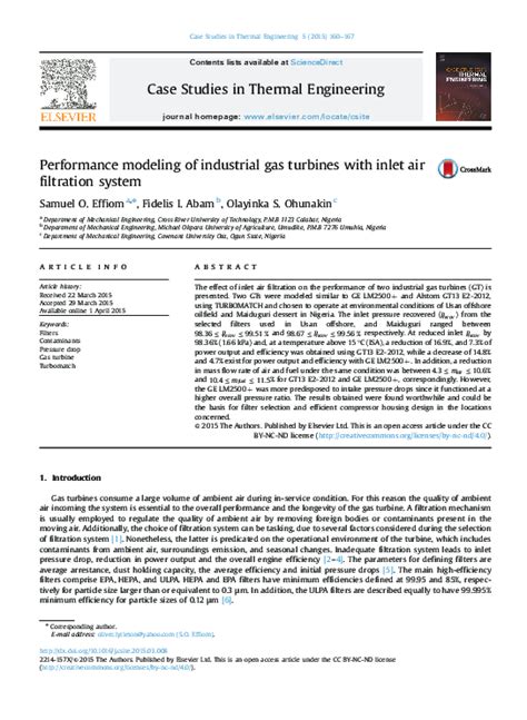 Pdf Performance Modeling Of Industrial Gas Turbines With Inlet Air