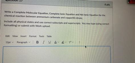 solved 6 pts write a complete molecular equation complete