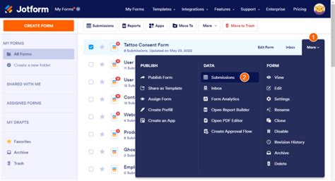 how to view incomplete submissions in jotform tables