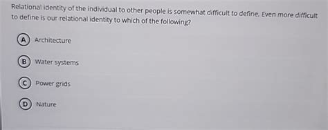 Solved Relational Identity Of The Individual To Other People