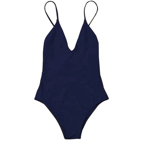 Navy Blue One Piece Swimsuit Monokinis Triangulo Swimwear Women Bathing