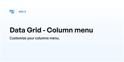 Data Grid Column Menu Mui X