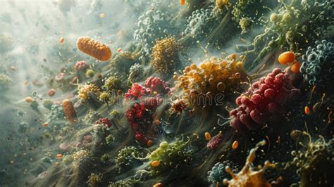 Microscopic World A Colorful Explosion Of Cells Stock Illustration