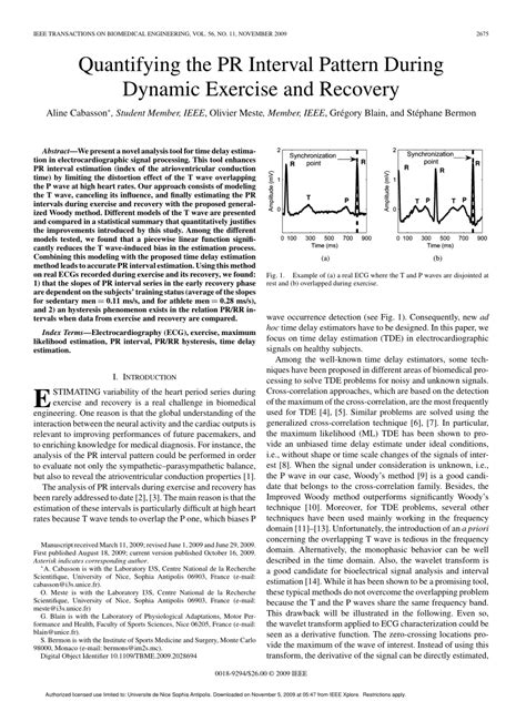 Pdf Quantifying The Pr Interval Pattern During Dynamic Exercise And
