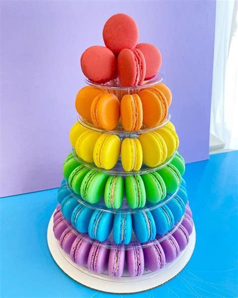 Small Rainbow French Macaron Tower For Special Events