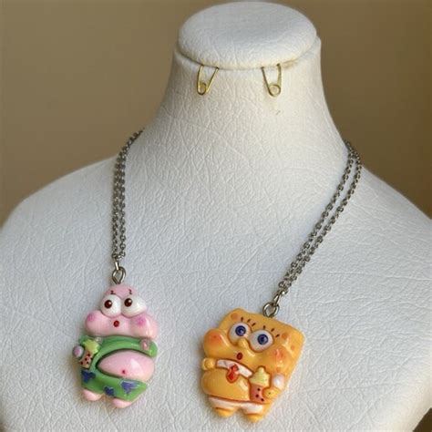 خرید و قیمت گردنبند کاپلی باب اسفنجی و پاتریک زنجیر استیل با کیفیت از