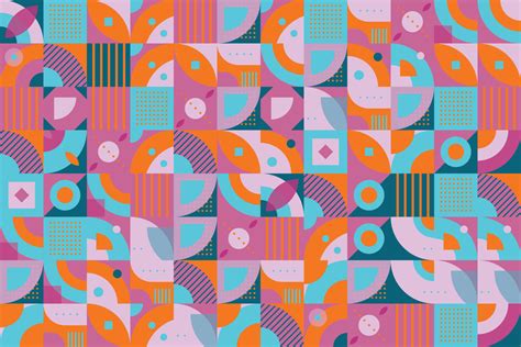 Mosaic Geometry Shapes Vector Seamless Pattern It Consists Of A Polyhedron Such As A Circle