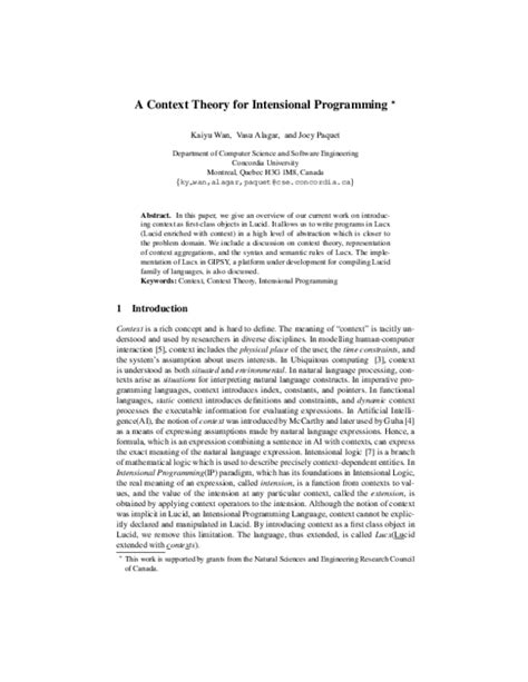 Pdf A Context Theory For Intensional Programming