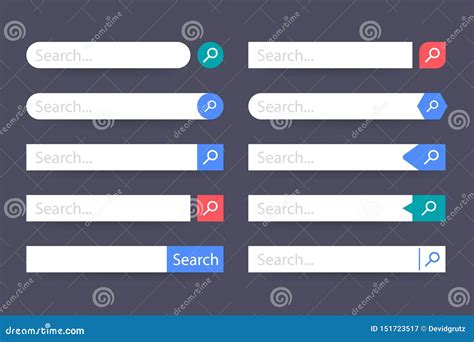 set search bar vector element design set of search boxes ui template