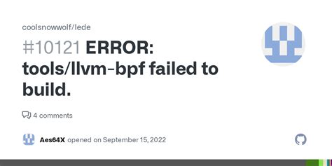 Error Tools Llvm Bpf Failed To Build Issue Coolsnowwolf Lede Github
