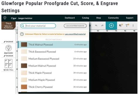 Glowforge Settings Cherry Plywood Walnut Plywood Catalog Shopping