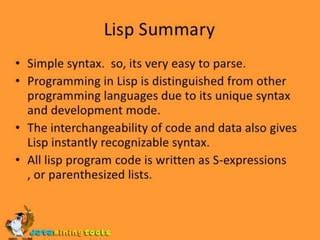 Lisp Programming Language Artificial Intelligence Pptx