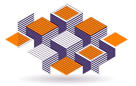 큐브와 모양이 있는 검은색과 노란색 기하학적 벡터 추상 배경 도시 건물 형태를 표시하는 등각 투영 3d 추상화 예술 Op 아트 착시 현상 0명에 대한 스톡 벡터 아트 및