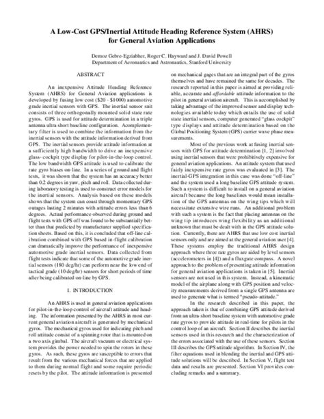 Pdf A Low Cost Gpsinertial Attitude Heading Reference System Ahrs