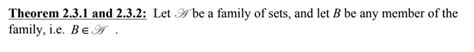 Solved Theorem 2 3 1 And 2 3 2 Let A Be A Family Of Sets Chegg Com