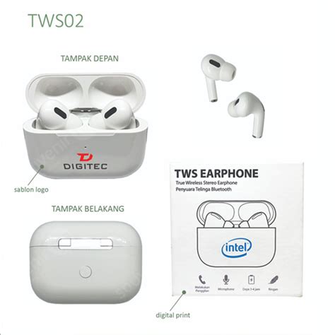 Earphone Bluetooth TWS02 Untuk Souvenir Dengan Custom Logo Di Souvenir123 Com