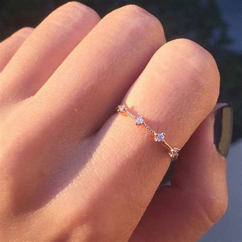 Simple Cubic Zirconia Small Stone Thin Eternity Ring Gold Engagement