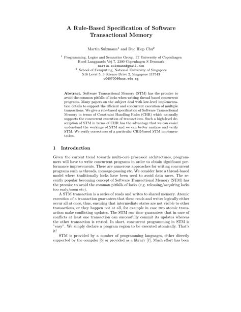 Pdf A Rule Based Specification Of Software Transactional Memory