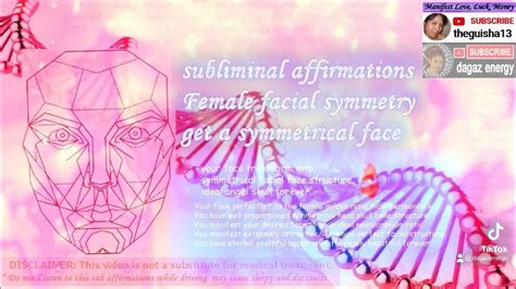 Affirmations Female Symmetrical Face Subliminal Female Glow Up Subliminal Youtube