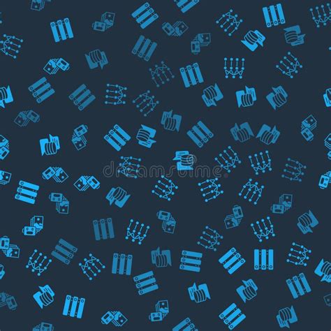 Set Server Data Neural Network And Artificial Intelligence Robot On Seamless Pattern Vector