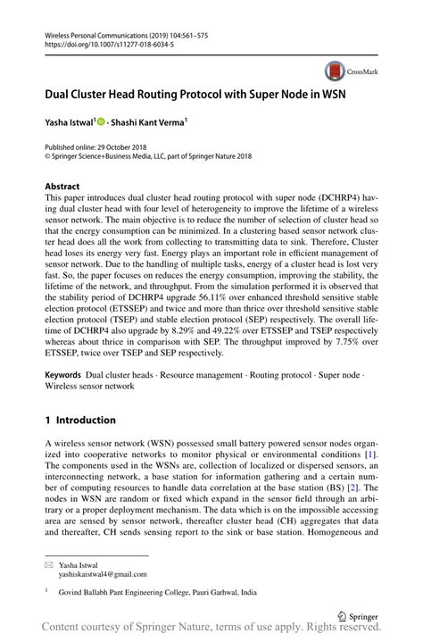 Dual Cluster Head Routing Protocol With Super Node In Wsn Request Pdf