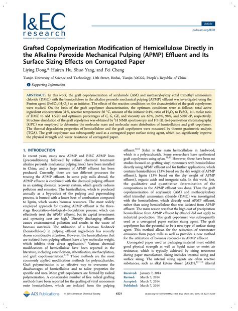 Pdf Grafted Copolymerization Modification Of Hemicellulose Directly In The Alkaline Peroxide