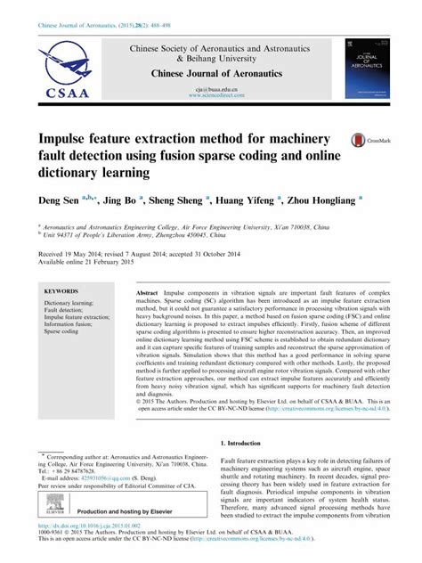 pdf impulse feature extraction method for machinery fault · impulse feature extraction