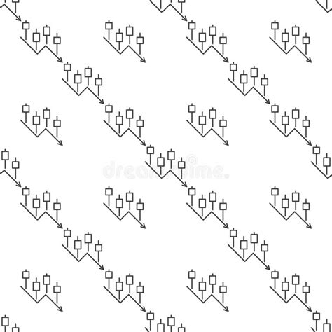 Online Crypto Trading Vector Candlestick Chart Outline Seamless Pattern