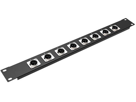 Rpx1u08mr 1ru 8 Port Male Xlr Patch Panel Rotated 90° Propaudio