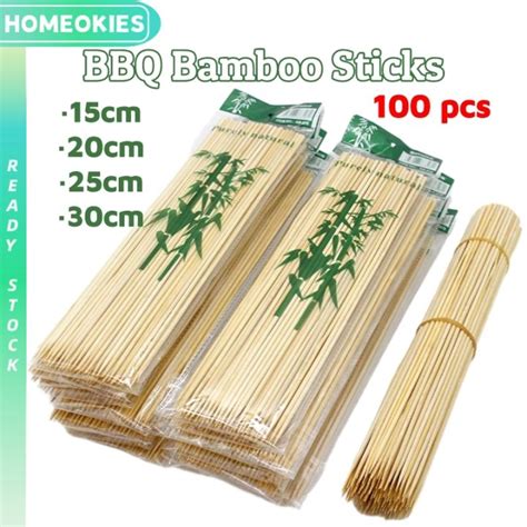 100pcs Bbq Bamboo Skewers Round 6 8 10 12 Inch Bbq Stick Disposable