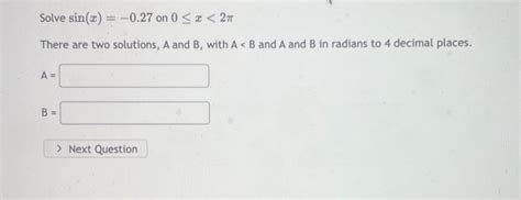 Solved Solve Sin X 0 27 On 0x