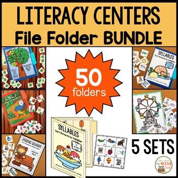 File Folder Kindergarten Games Literacy Folders Bundle Tpt