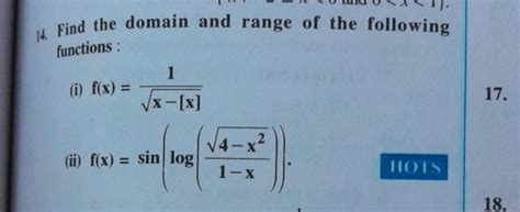 14 Find The Domain And Range Of The Following Functions I F X X−[x]