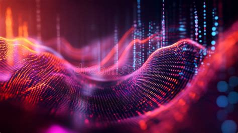 Abstract Digital Waveform Red Pink Blue Lights Stock Image Image Of