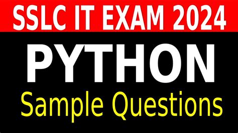 Sslc It Exam 2024 Python Youtube