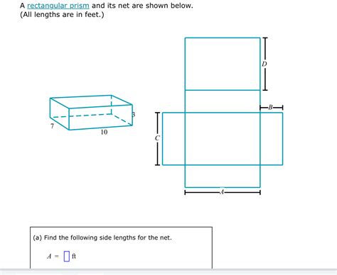 A Rectangular Prism And Its Net Are Shown Below All Lengths Are In Feet