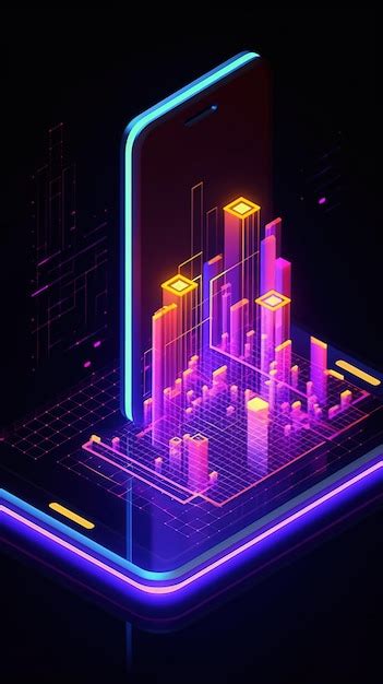 Premium Ai Image Application Of Smartphone With Business Graph And Analytics Data On Isometric