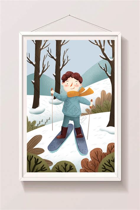 滑雪运动插画 滑雪运动插画图片 包图网