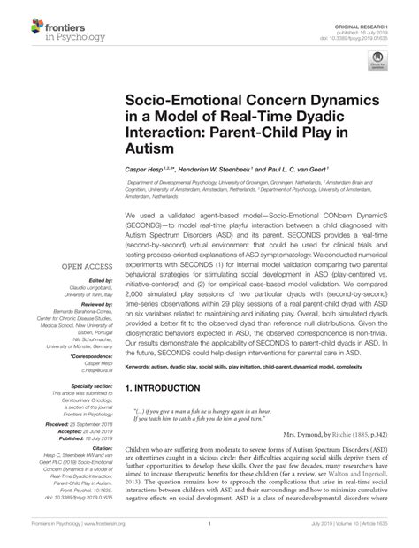 Pdf Socio Emotional Concern Dynamics In A Model Of Real Time Dyadic
