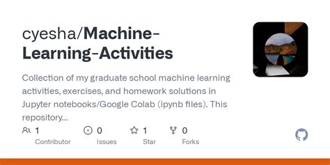 Github Cyeshamachine Learning Activities Collection Of My Graduate School Machine Learning