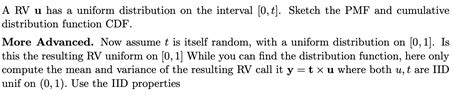 Solved A RV U Has A Uniform Distribution On The Interval Chegg