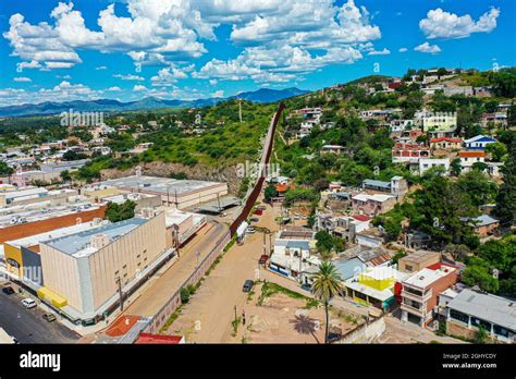 Aerial View Of The Border Wall In Nogales Sonora R In Mexico And