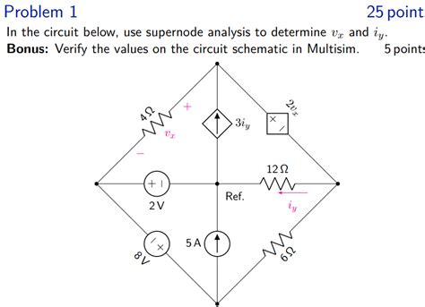 solved in the circuit below use supernode analysis to