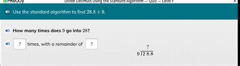 Reaay Divide Decimals Using The Standard Algorithm — Quiz Level F Use
