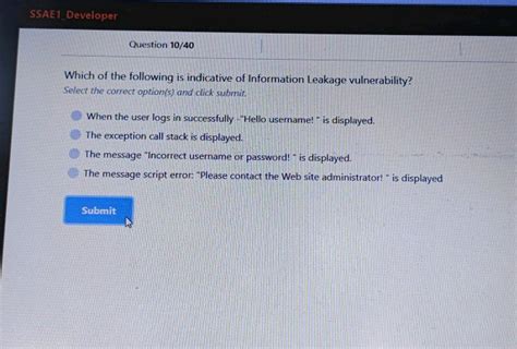SSAE1 Developer Question 10 40 Which Of StudyX
