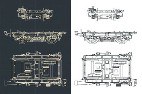 Railway Bogie Blueprints 43404346 Vector Art At Vecteezy