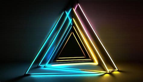 Premium AI Image Triangle Texture Neon Color Glowing Lines Background