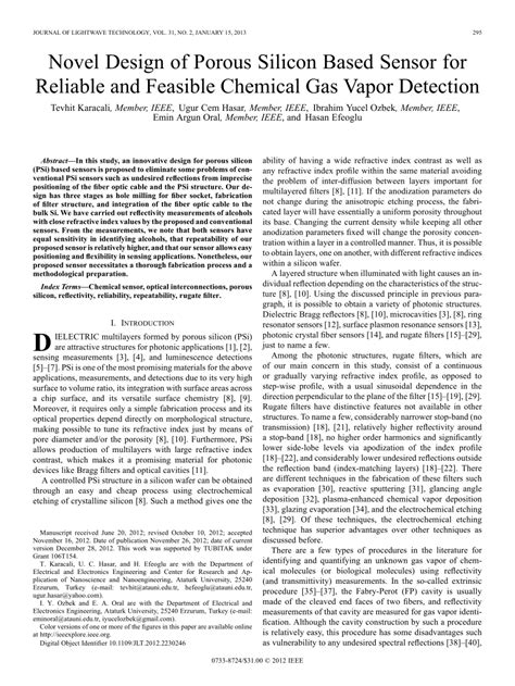 Pdf Novel Design Of Porous Silicon Based Sensor For Reliable And